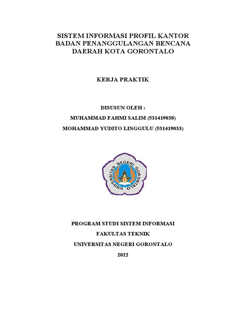 Sistem Informasi Profil Kantor BPBD Kota Gorontalo | PDF