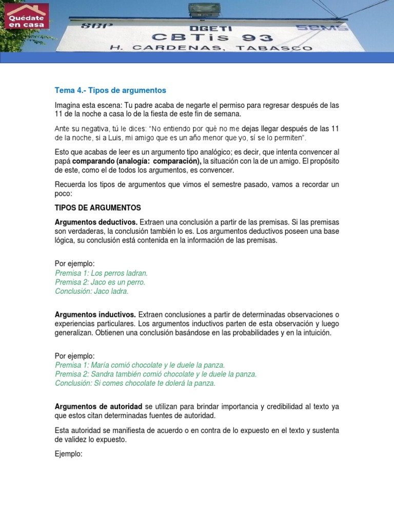 Tema 4. - Tipos de Argumentos | Descargar gratis PDF | Razonamiento ...