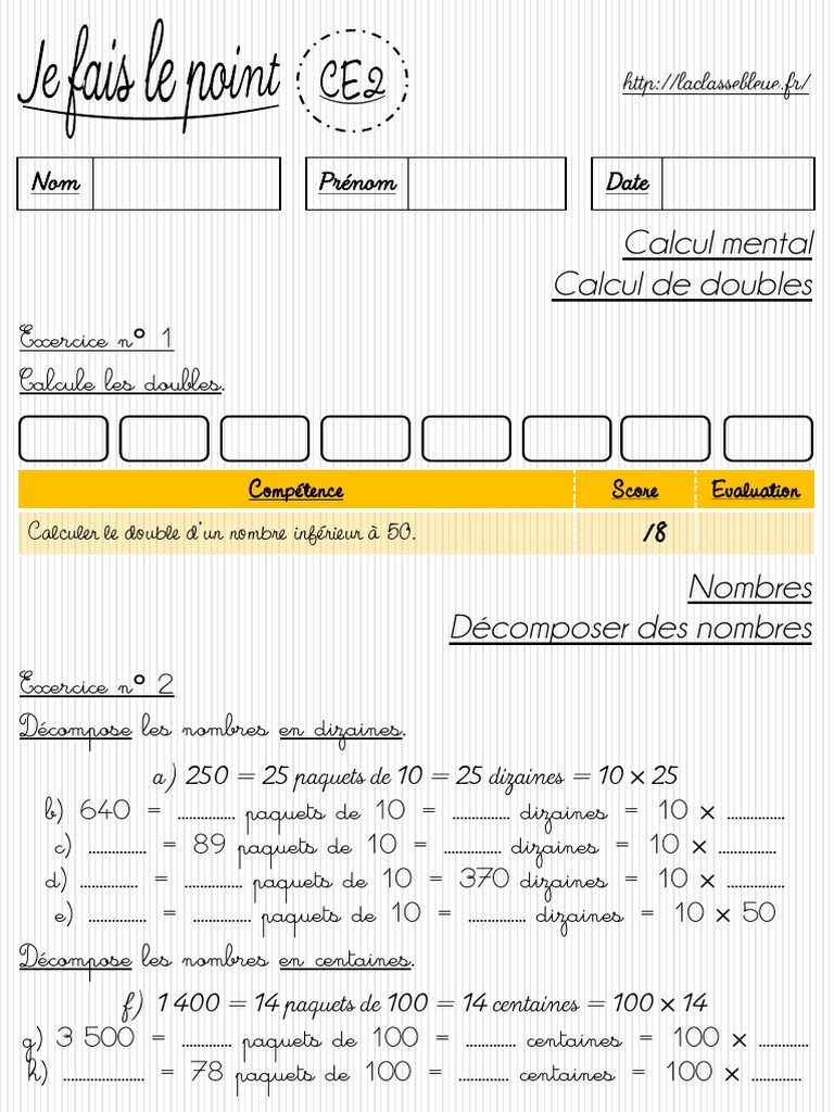 Fiches 46 A 50 CE2 Evaluation | PDF