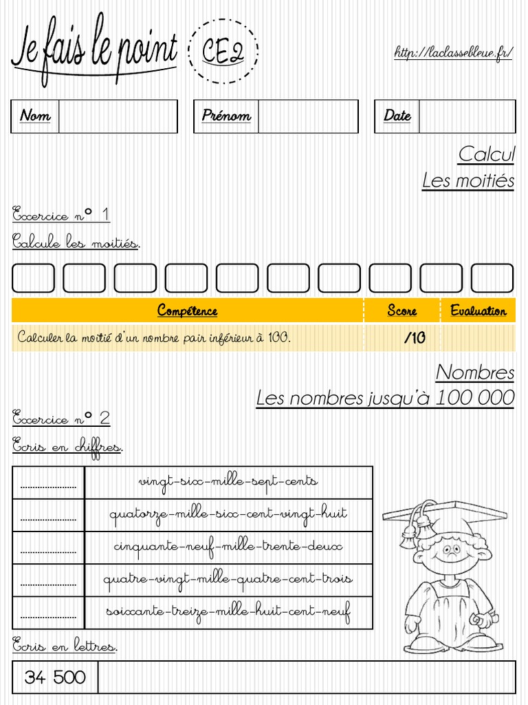 Fiches 56 A 60 CE2 Evaluation | PDF