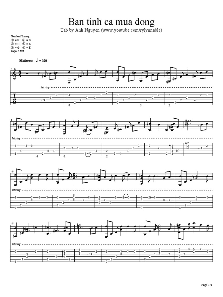 Winter Sonata Fingerstyle Guitar Tab | PDF