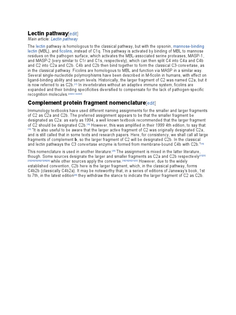 Lectin Pathway Pdf Complement System Molecular Biology