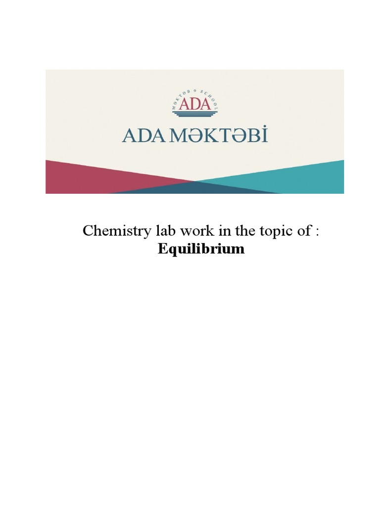 Chem Lab Report 1 Equlibrium | PDF | Chemical Equilibrium | Reaction Rate