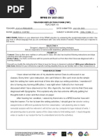 Rpms Sy 2021 - 2022 - Teacher Reflection Form - TRF | PDF ...