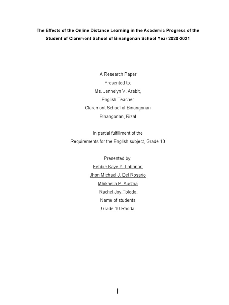 The Effects of The Online Distance Learning in The Academic Progress ...