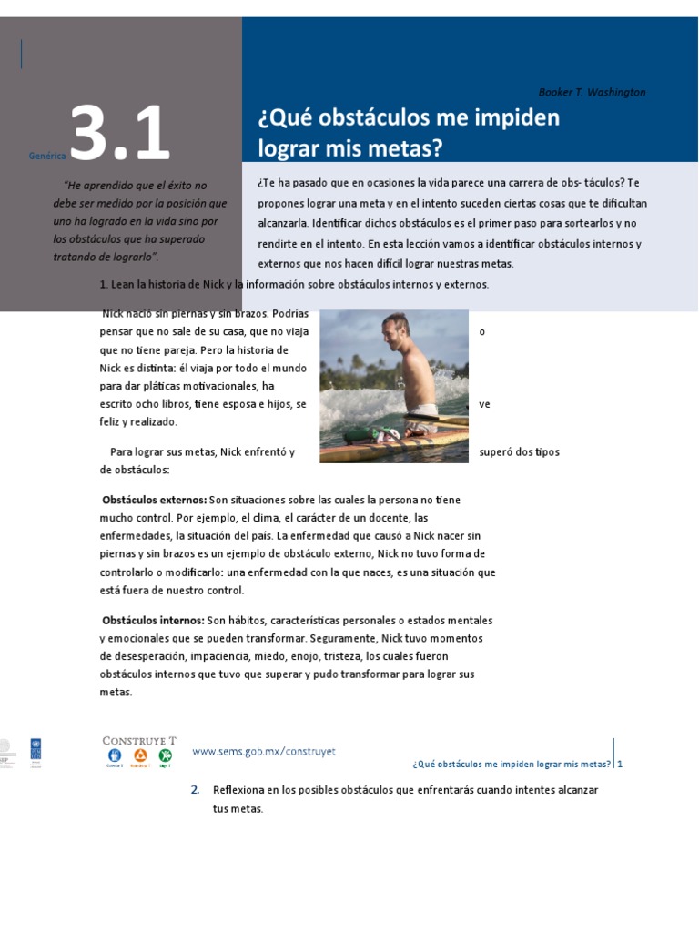 3.1. E Que Obstaculos Me Impiden Lograr Mis Metas | PDF