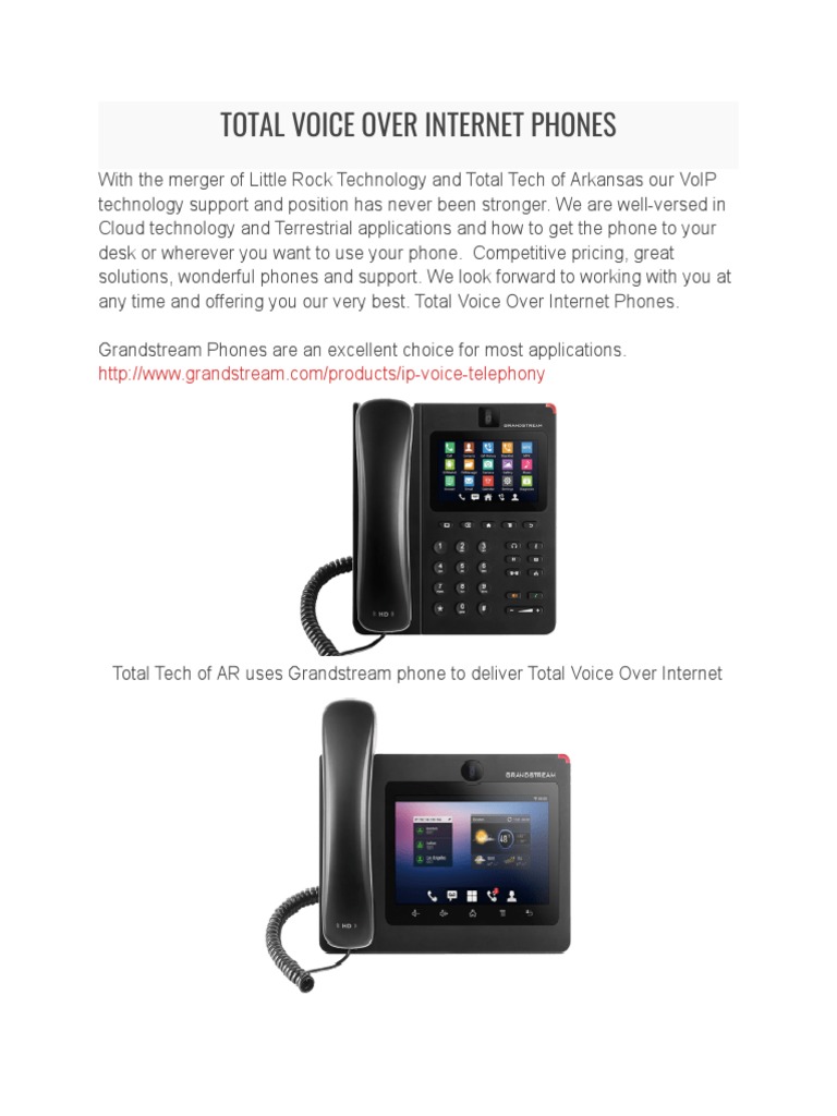 Total Voice Over Internet Phones - Total Tech of AR | PDF