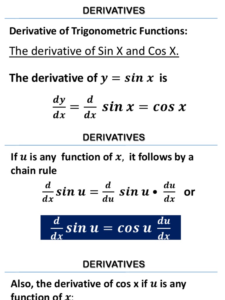 Derivative Trigonometric Functions Pdf Trigonometric Functions