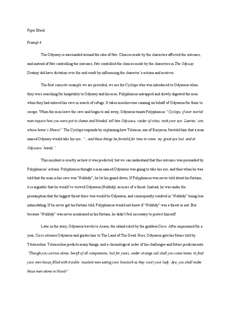 Fate's Influence in The Odyssey | PDF | Odysseus | Odyssey