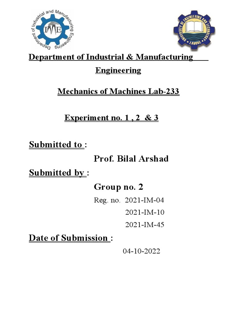 Department of Industrial & Manufacturing Engineering Mechanics of ...