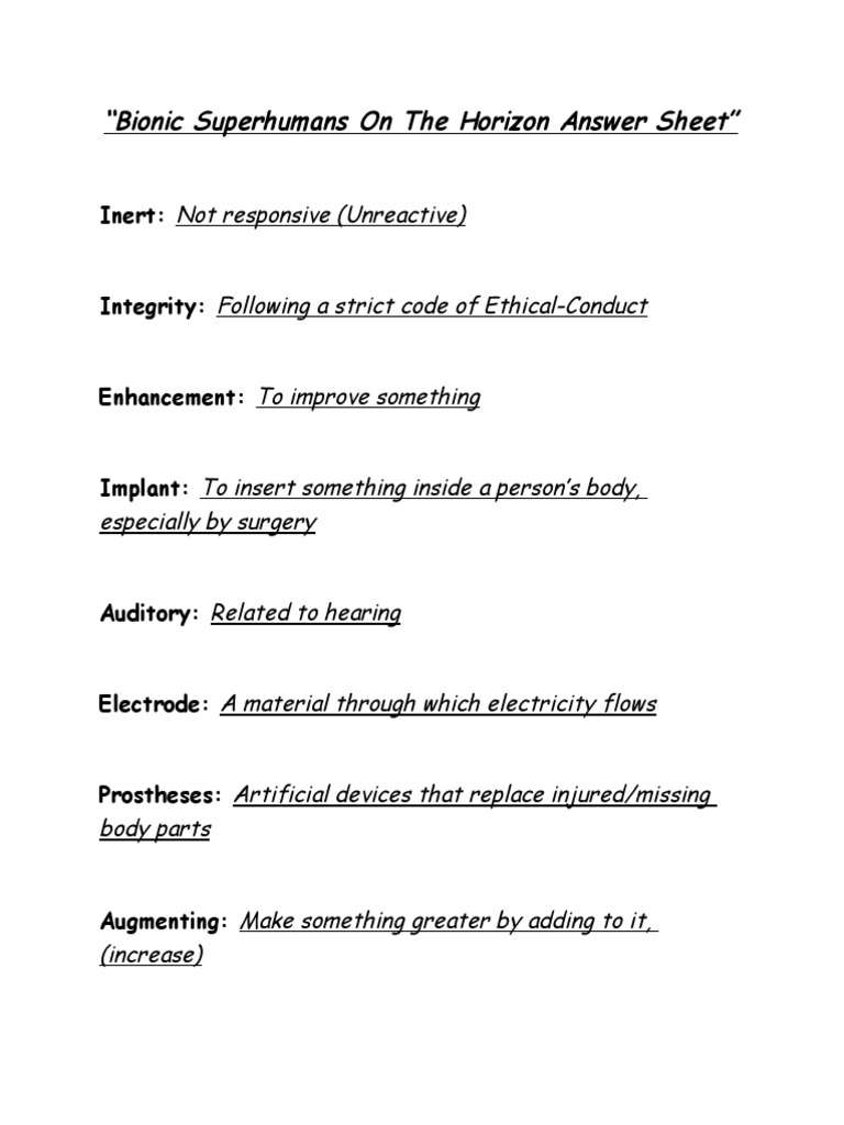 (Bionic Horizon) Mid-Term (1) Worksheet | PDF | Prosthesis | Robotics