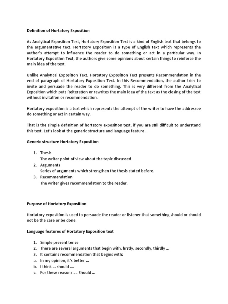 Hortatory Exposition Exercises | PDF | Adolescence