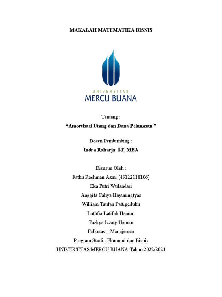 Amortisasi Utang Dan Dana Pelunasan Utang | PDF