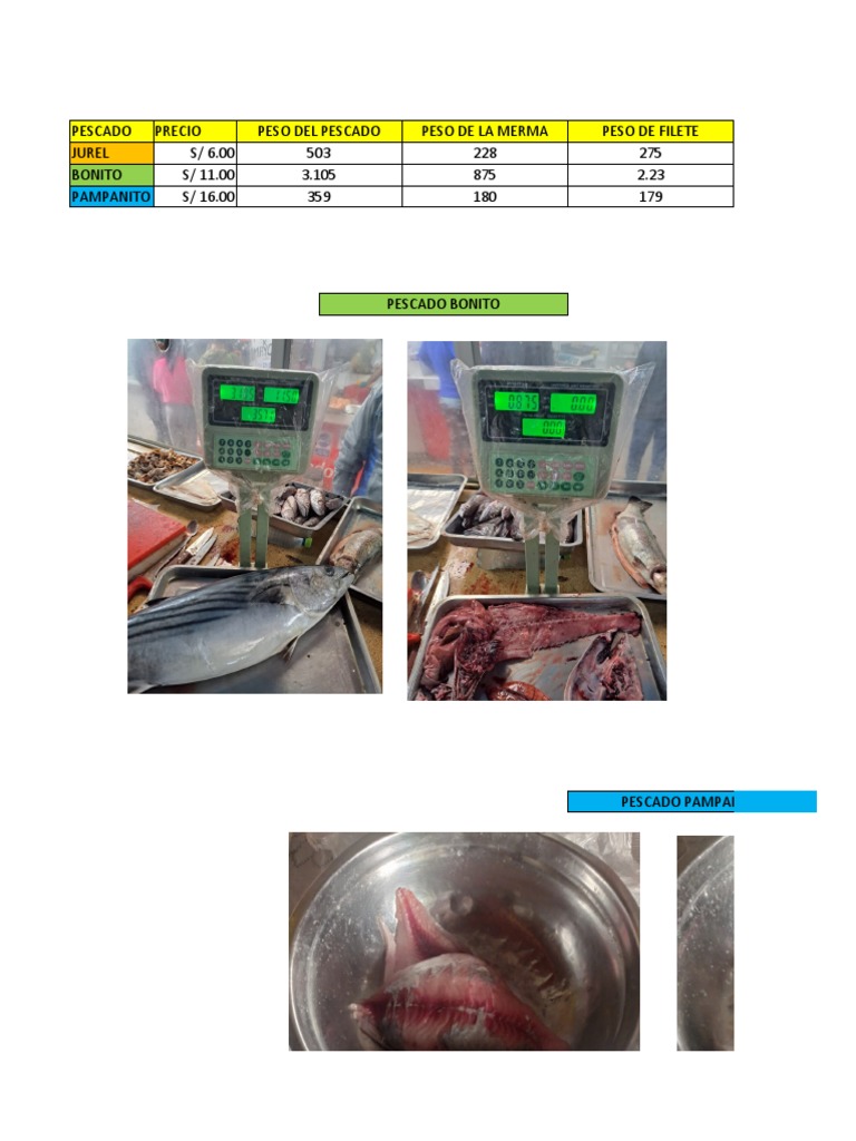 Análisis de Precios y Merma de Pescados y Verduras | PDF