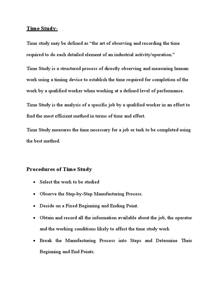 Time Study | PDF