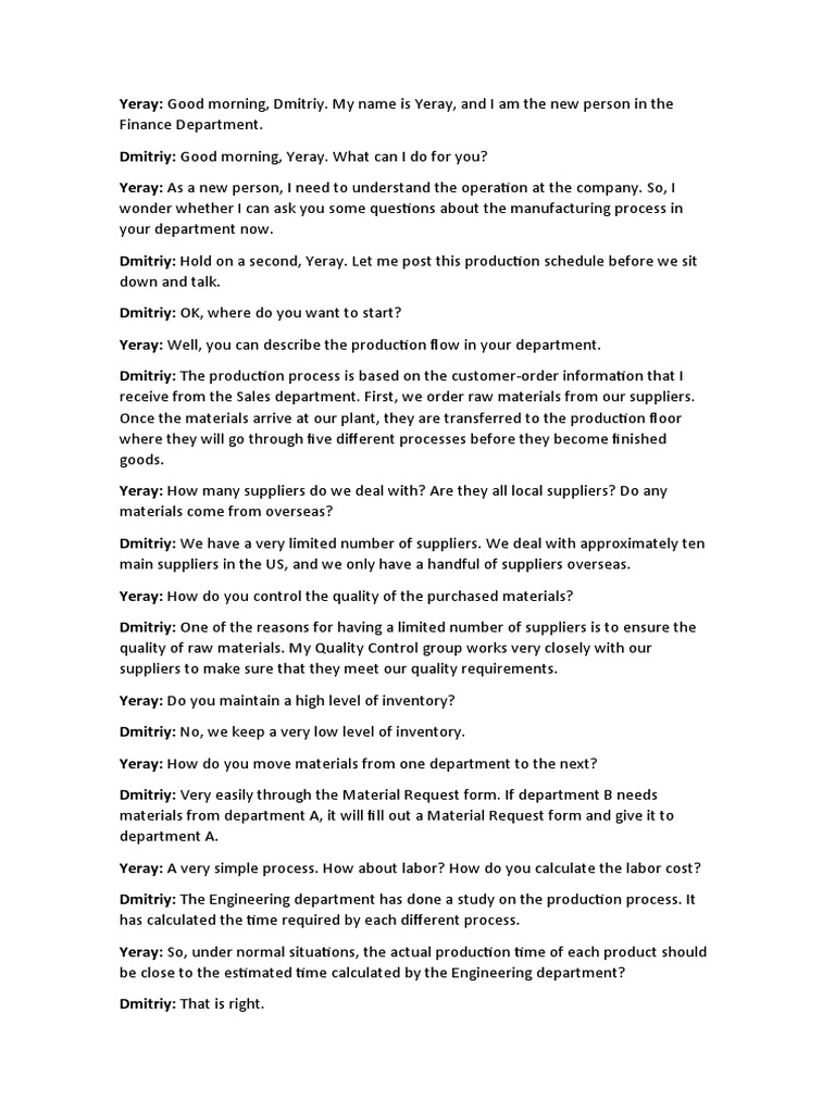 Speaking 1 | Download Free PDF | Supply Chain | Employment