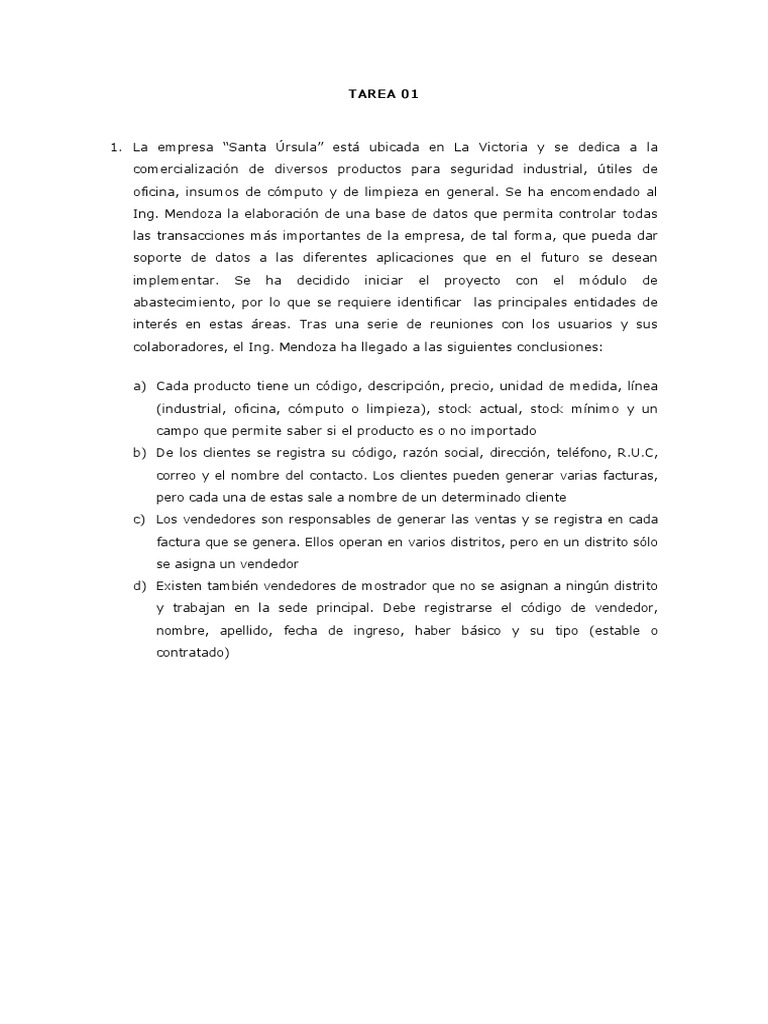 Enunciado Santa Ursula | PDF | Factura | Business