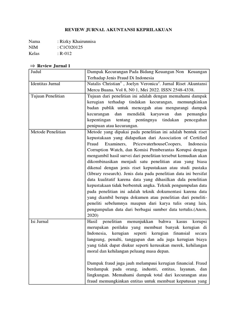 Rizky Khairunnisa C1C020125 - Review Jurnal AKP | PDF