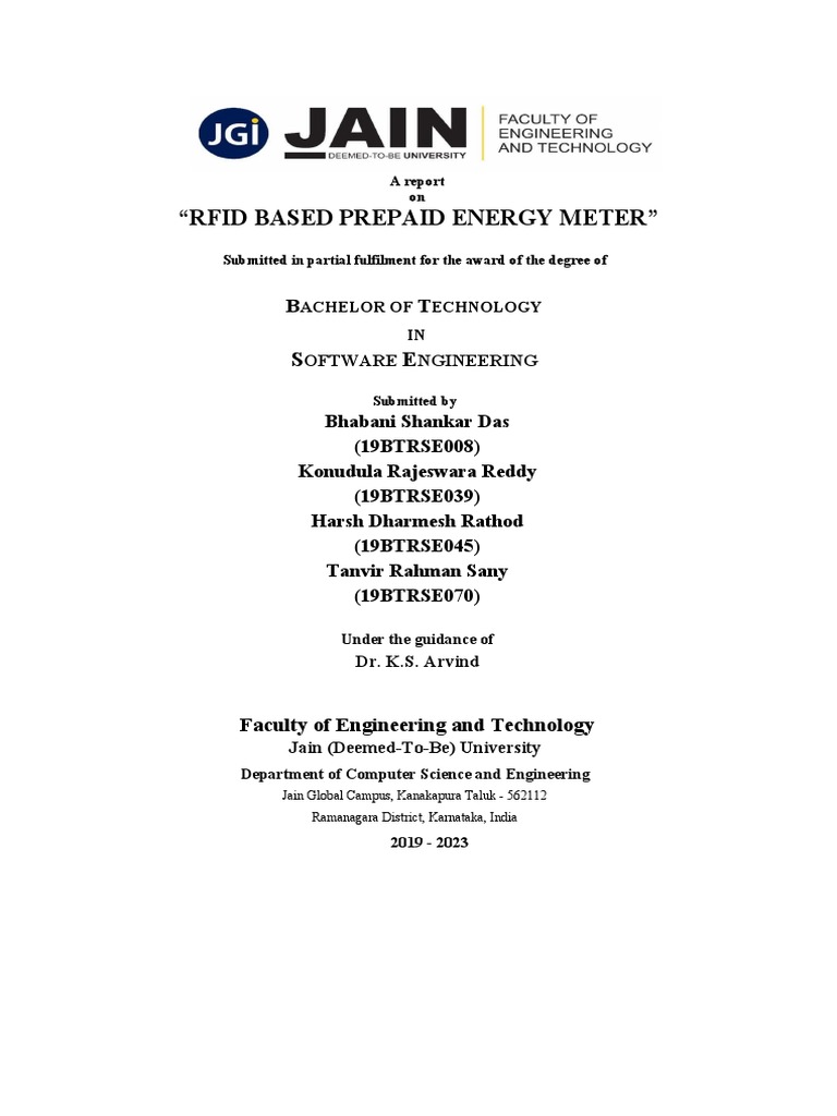 RFID Prepaid Energy Meter Report | PDF | Smart Card | Radio Frequency ...
