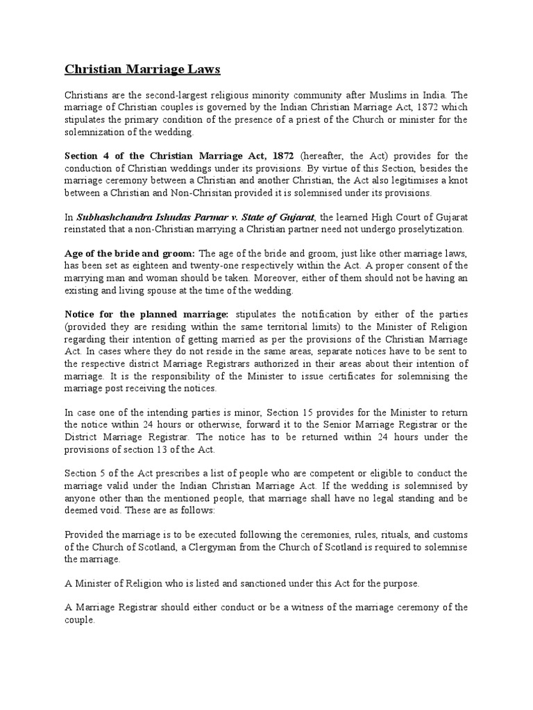 Christian Marriage and Divorce Laws | PDF