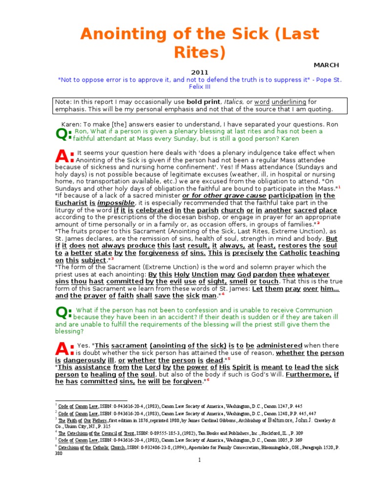 Anointing of The Sick | PDF | Penance | Sacraments