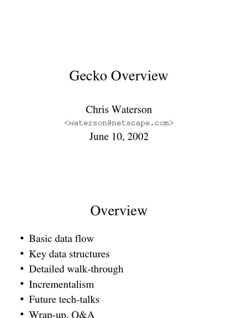 Gecko Overview: Chris Waterson June 10, 2002 | PDF | Document Object ...
