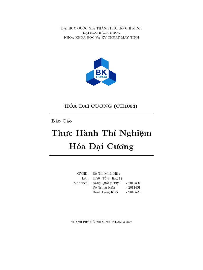 BÁO CÁO THÍ NGHIỆM HĐC - L30 - HK212 | PDF