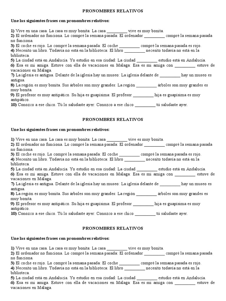 Pronombres Relativos | PDF | Hogar, jardinería y bricolaje