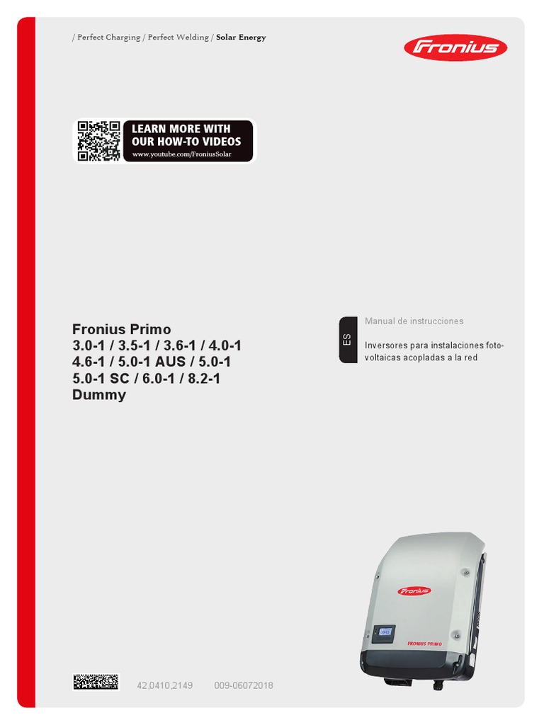 Manual de Instrucciones Inversores Fronius Primo | PDF | Inversor de energia | USB