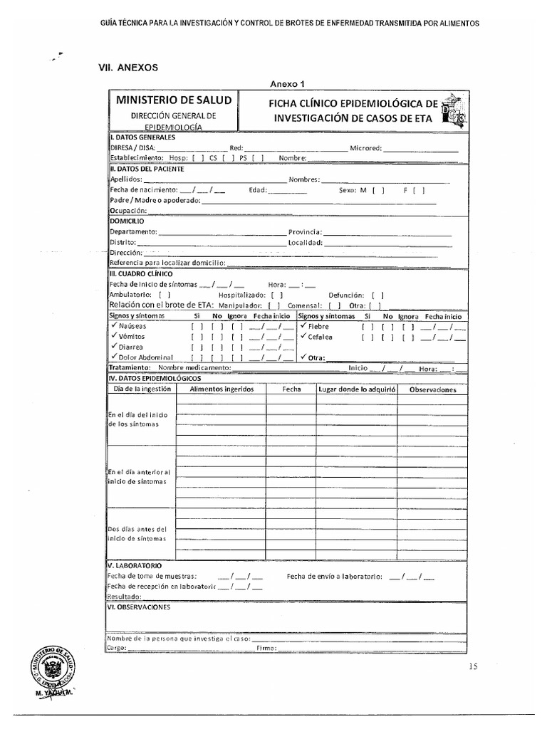 Ficha de Notificación Casos de ETAS | PDF