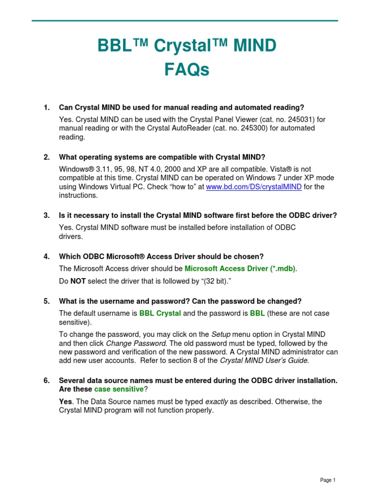 CrystalMIND FAQs | PDF | Microsoft Windows | Computer File