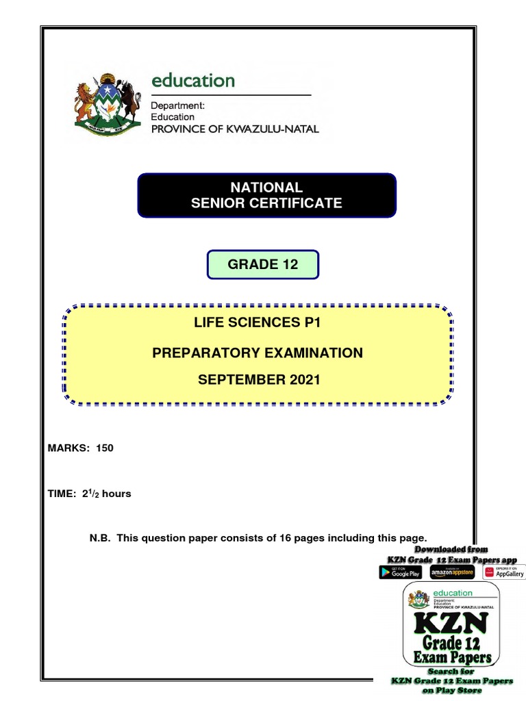 Grade 12 Life Sciences September 2021 Exam | PDF | Menstrual Cycle ...