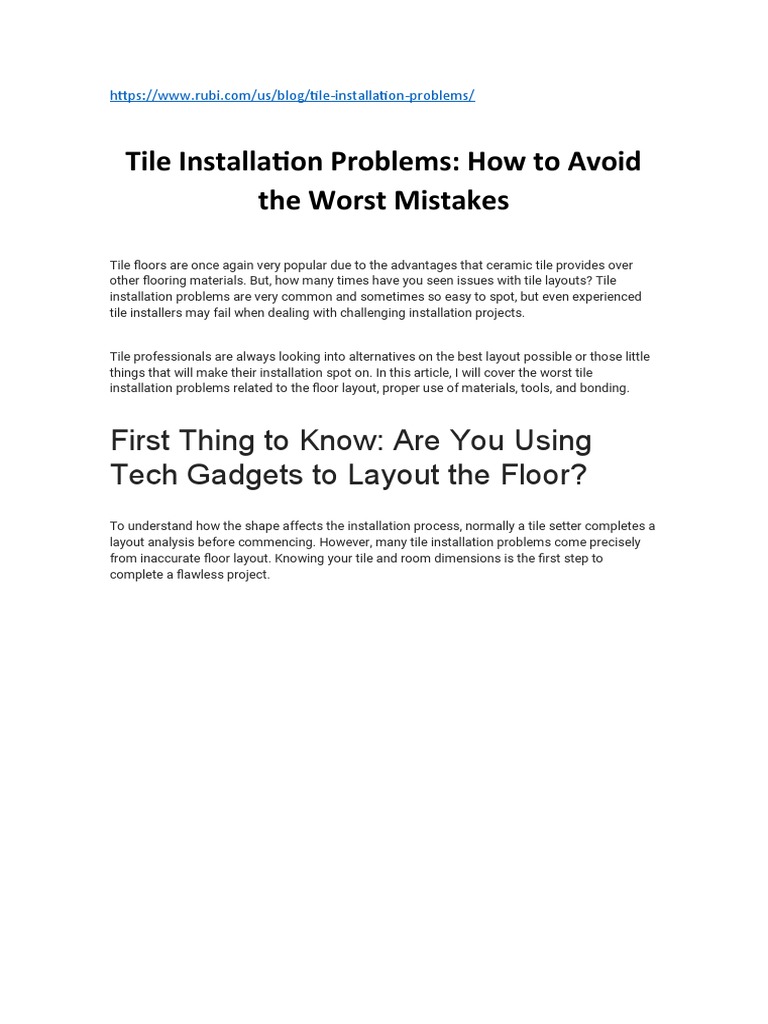 Tile Installation Problems | PDF | Home & Garden