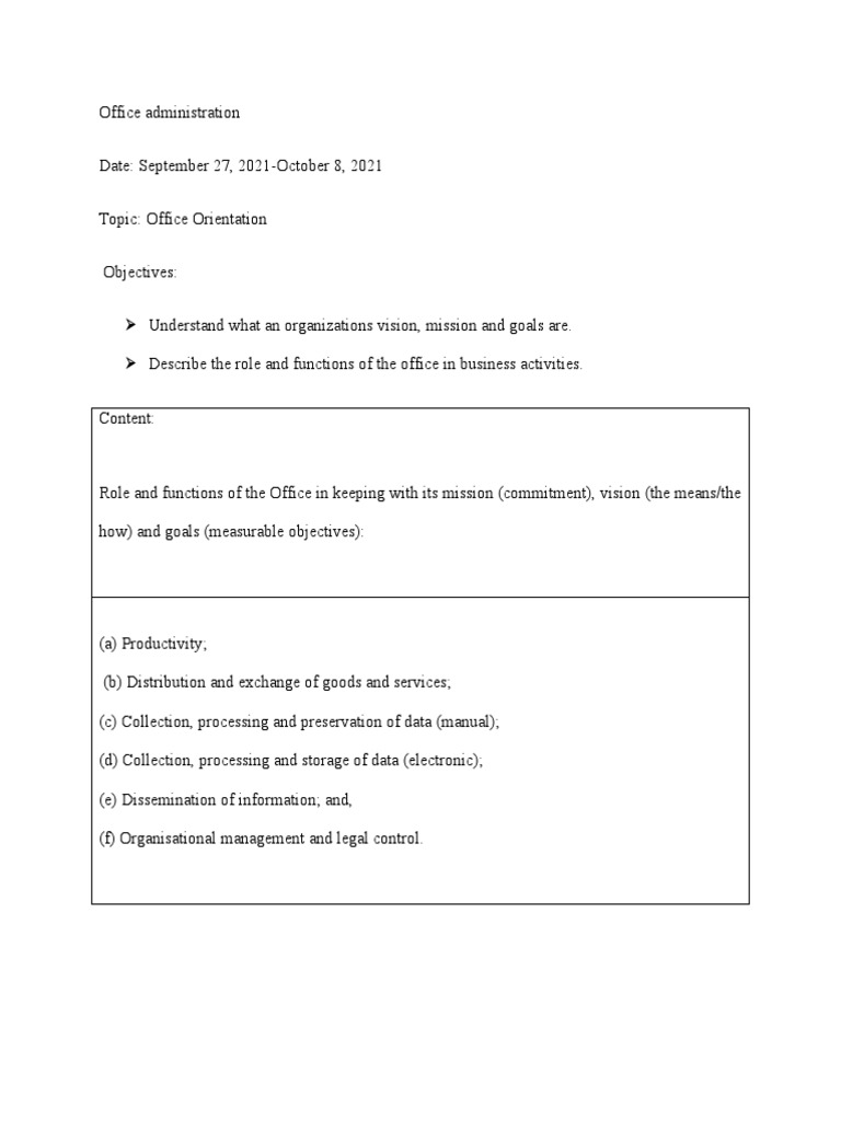Office Administration Orientation Guide | PDF | Textbook | Evaluation