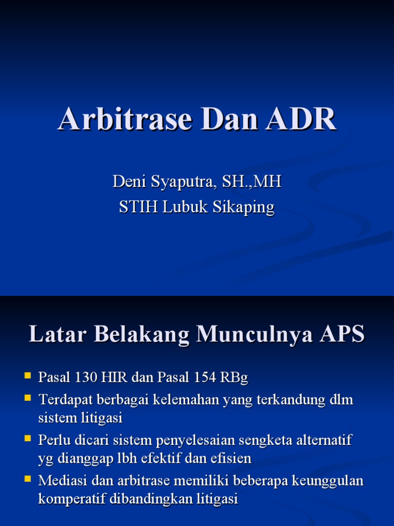 Arbitrase Dan ADR 1 | PDF