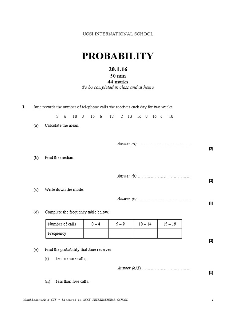 Student Probability Exercises | PDF | Teaching Methods & Materials