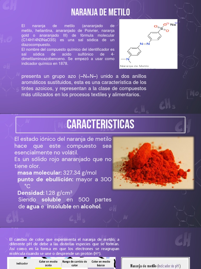 NAranja de Metilo | PDF | Sal (química) | Ciencias fisicas