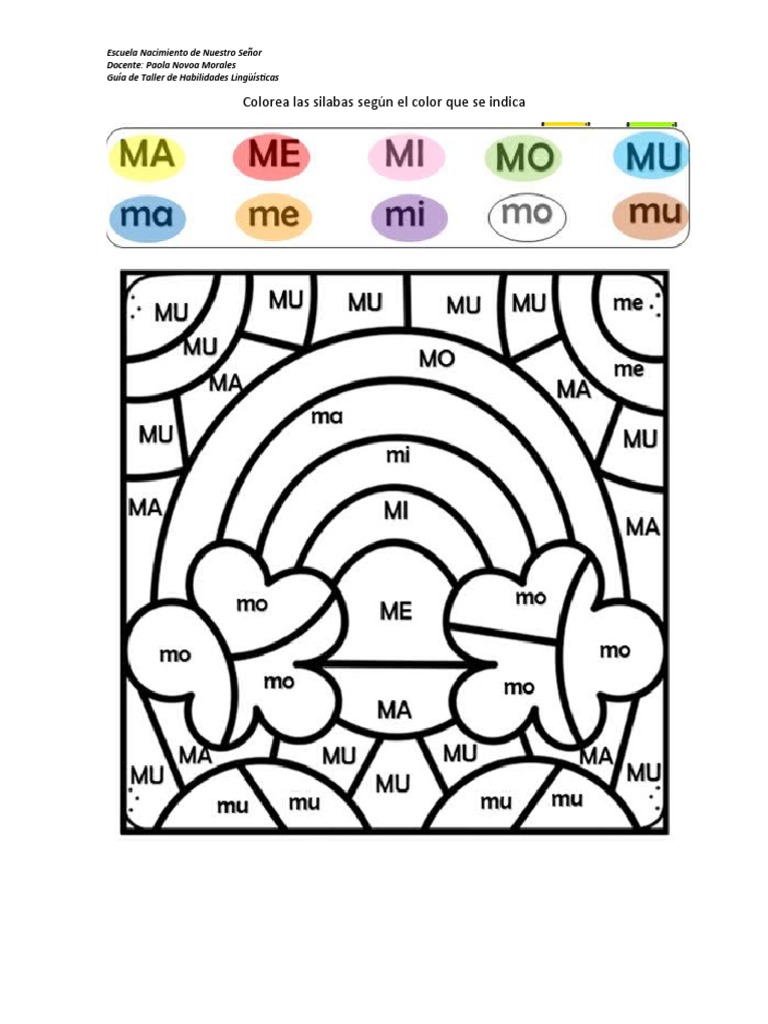 Colorea Sílabas según Indicaciones | PDF | Artes del Lenguaje y ...