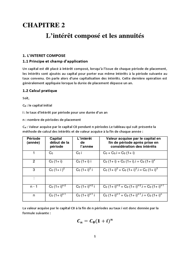 Intérêt Composé | PDF | Prêts | Actualisation