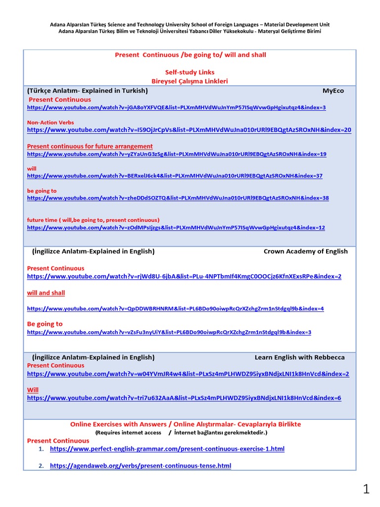 EF Intermediate 1B - Present Cont. Be Going To-Will | PDF