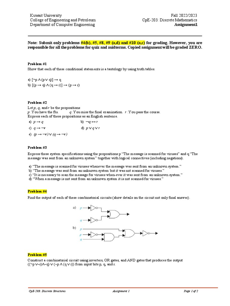 Assignment 1 | PDF | Logic | Mathematical Logic