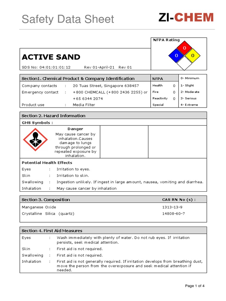 Active Sand Sds | Download Free PDF | Dust | Personal Protective Equipment