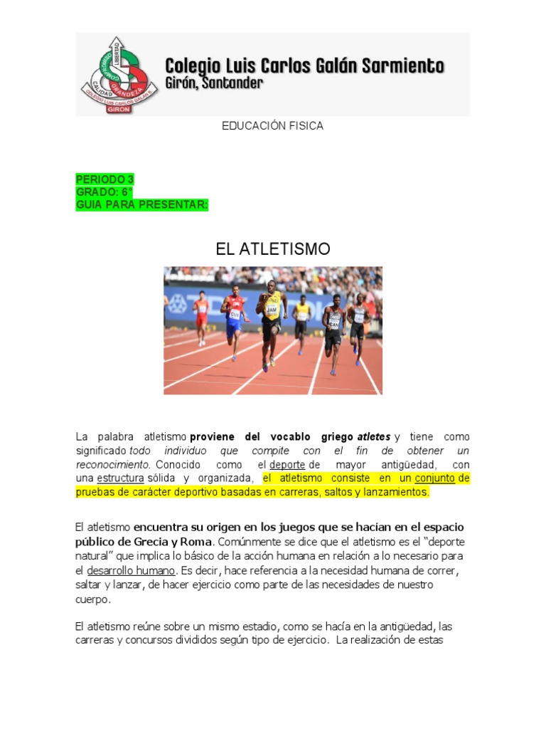 6° °el Atletismo 3periodo | PDF | Deporte del atletismo | Recreación