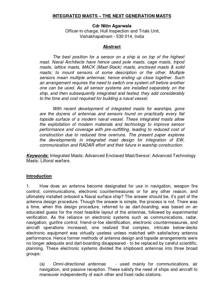 Integrated Masts The Next Generation Mas | PDF | Radar | Mast (Sailing)