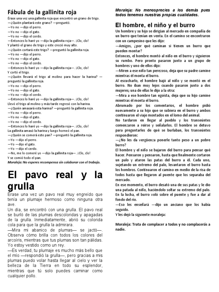 Fábula de La Gallinita Roja | PDF | León