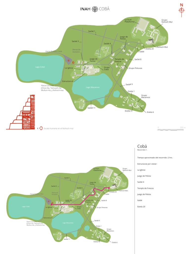 Mapa y recorrido en Cobá, México | PDF | Civilización maya | Mesoamérica