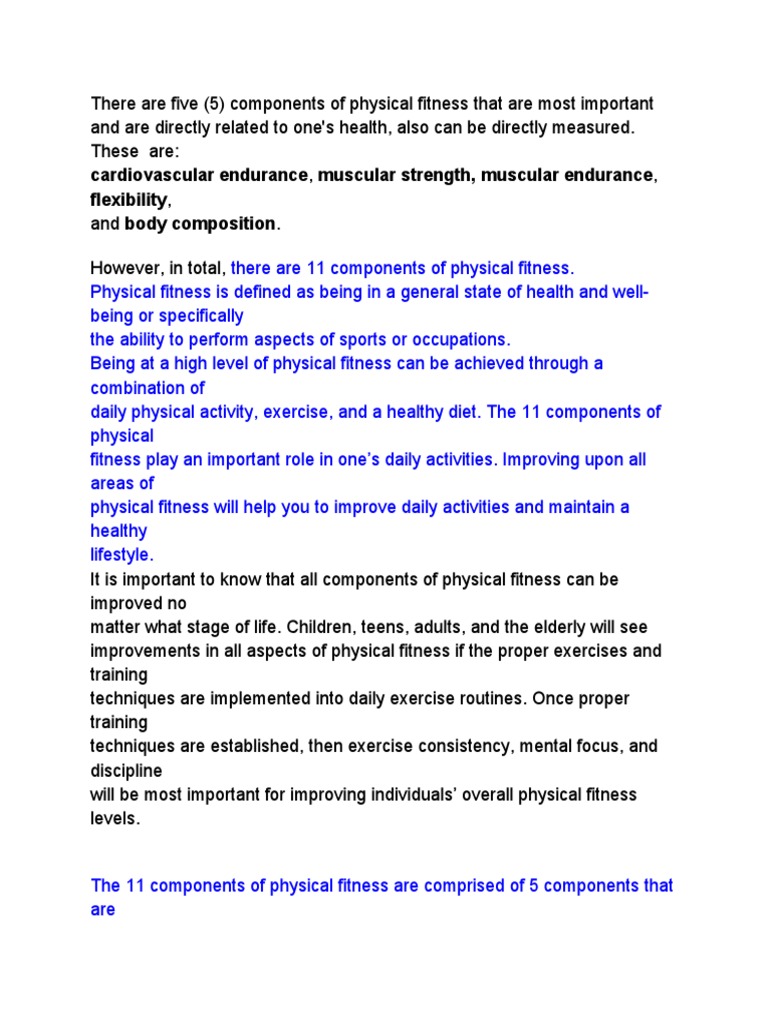 Componients of Physical Fitness Grade 9 | PDF | Physical Fitness ...