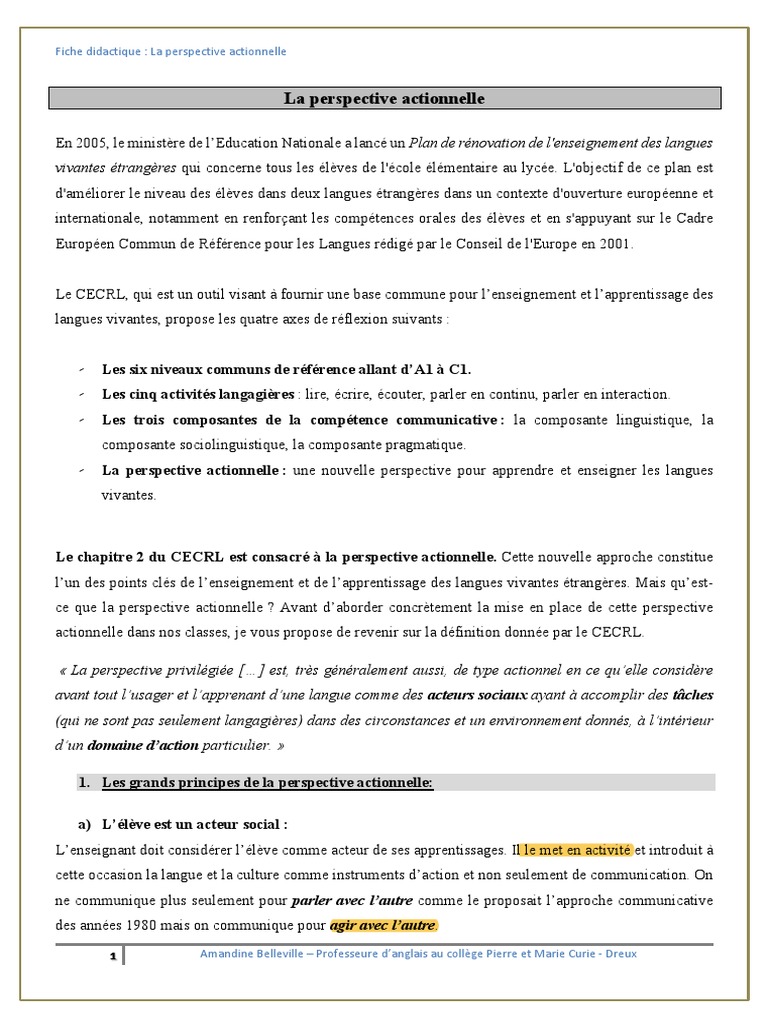 Approche Actionnelle | PDF