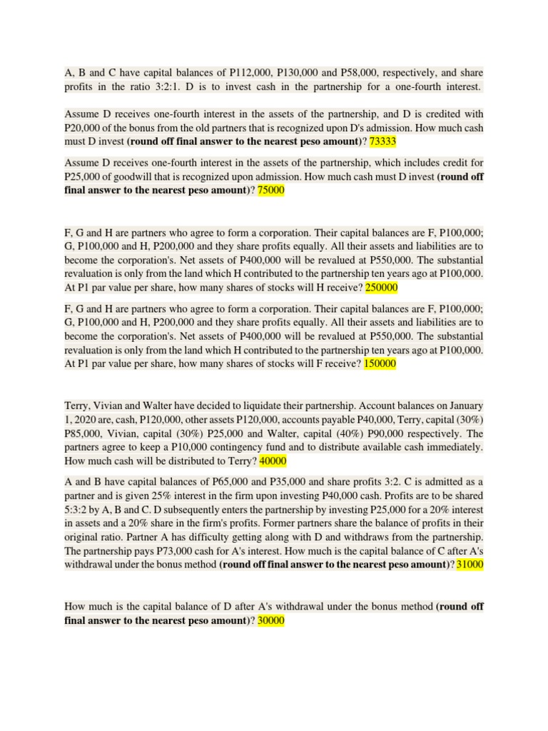 Afar 2 Partnership Dissolution And Liquidation Pdf Interest