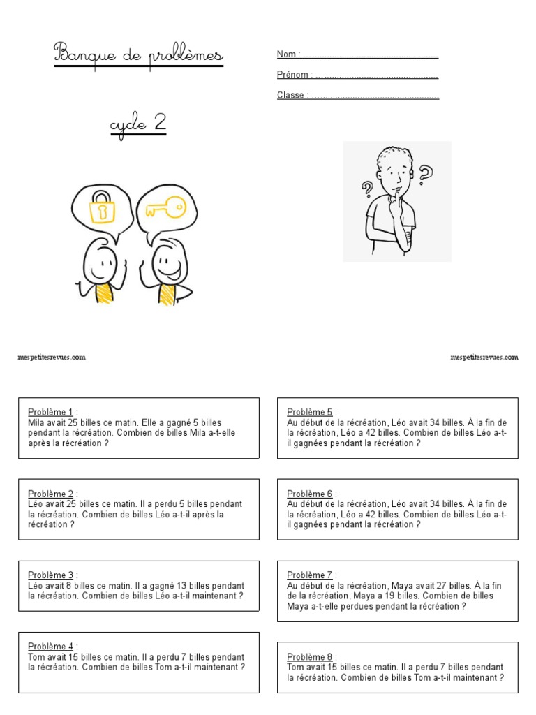 Banque de Problc3a8mes Ce1 1 | PDF